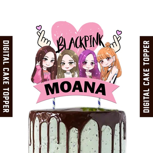 Black pink printable cake topper - Etsy Nederland