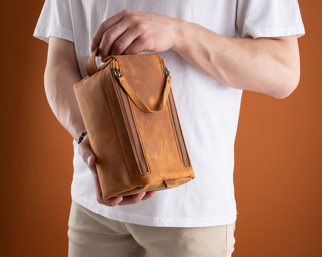 Personalized Leather Dopp Kit for Men, Leather Men's Travel Toiletry ...