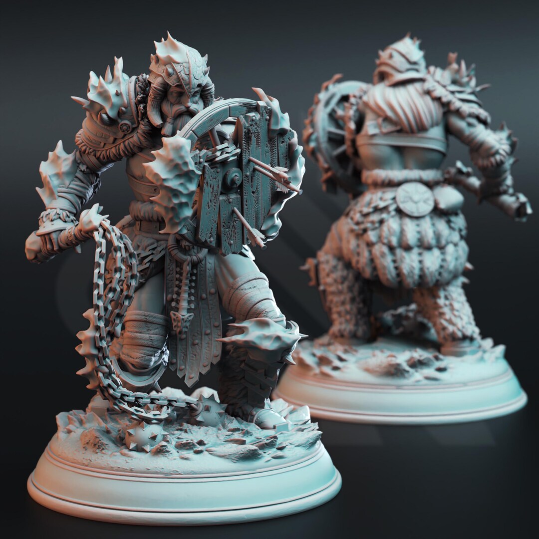 Snow Giant Chain Whip huge 3D Printed Tabletop Figure for Dungeons ...