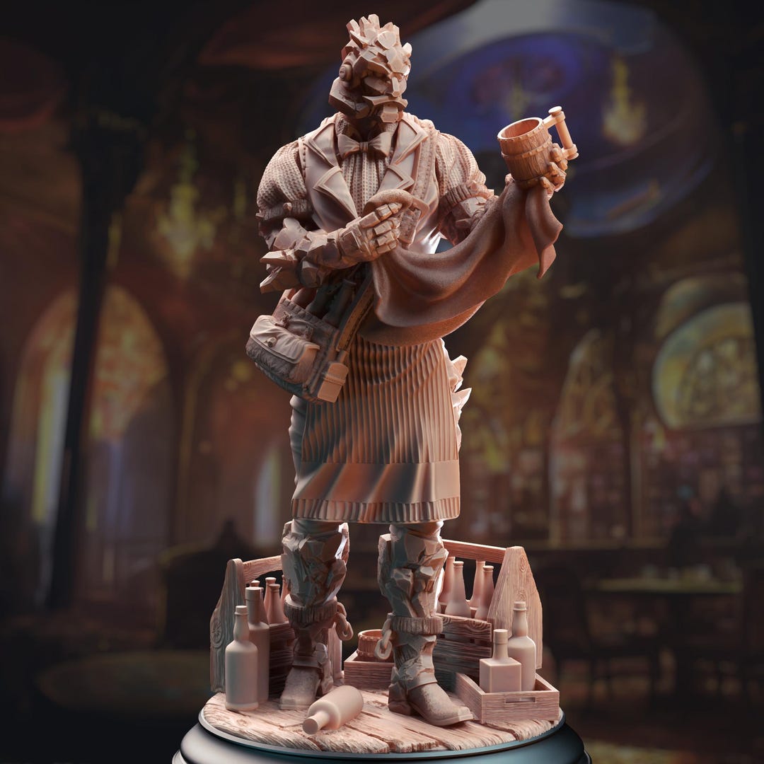 Warforged Bartender Brick medium 3D Printed Tabletop Figure for ...