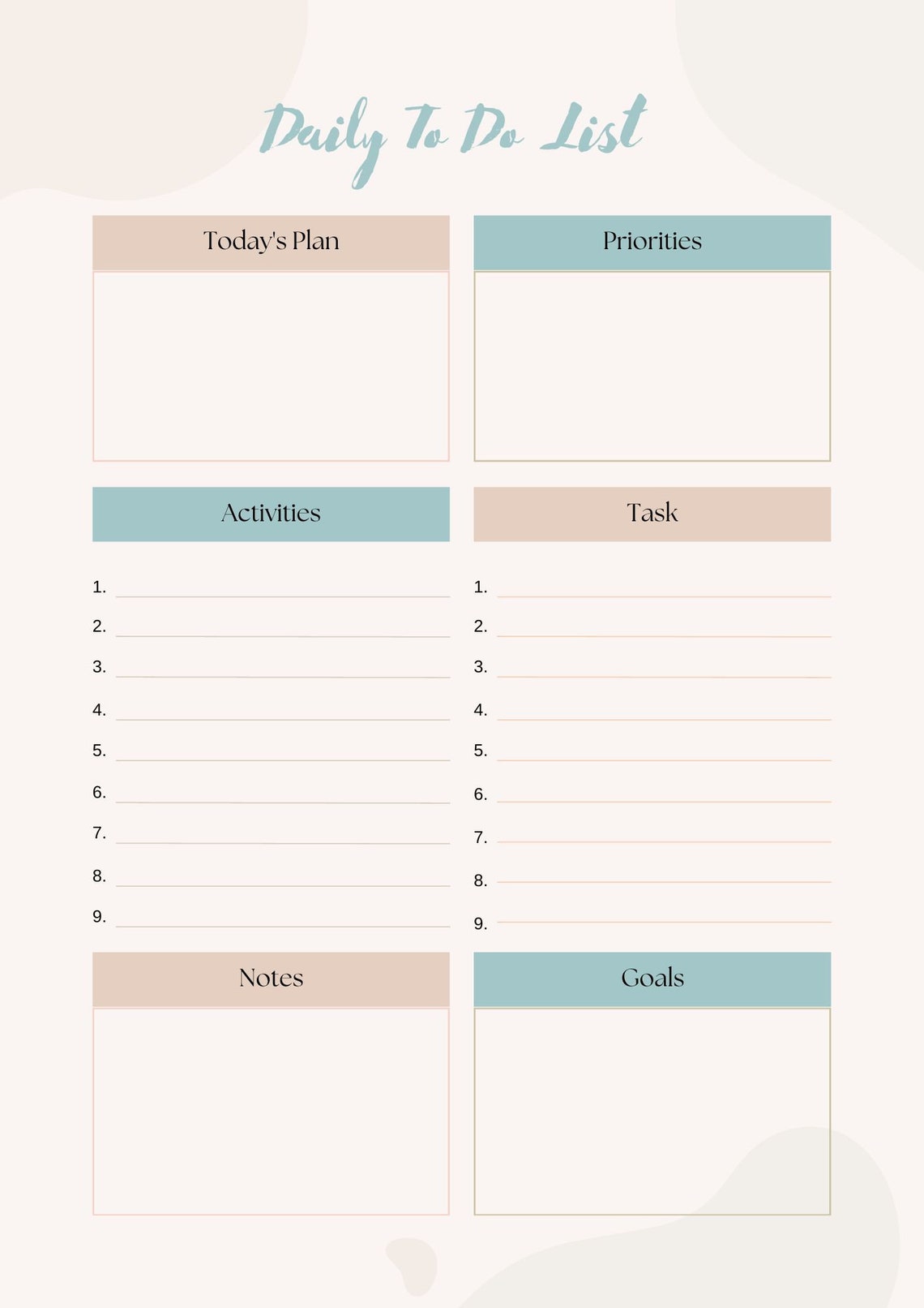 Daily to Do List Printable, Instant Download, Minimal Productivity ...