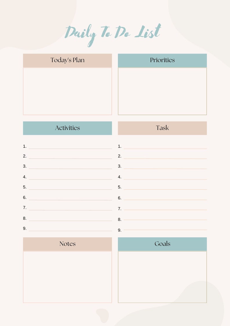 Daily to Do List Printable, Instant Download, Minimal Productivity ...