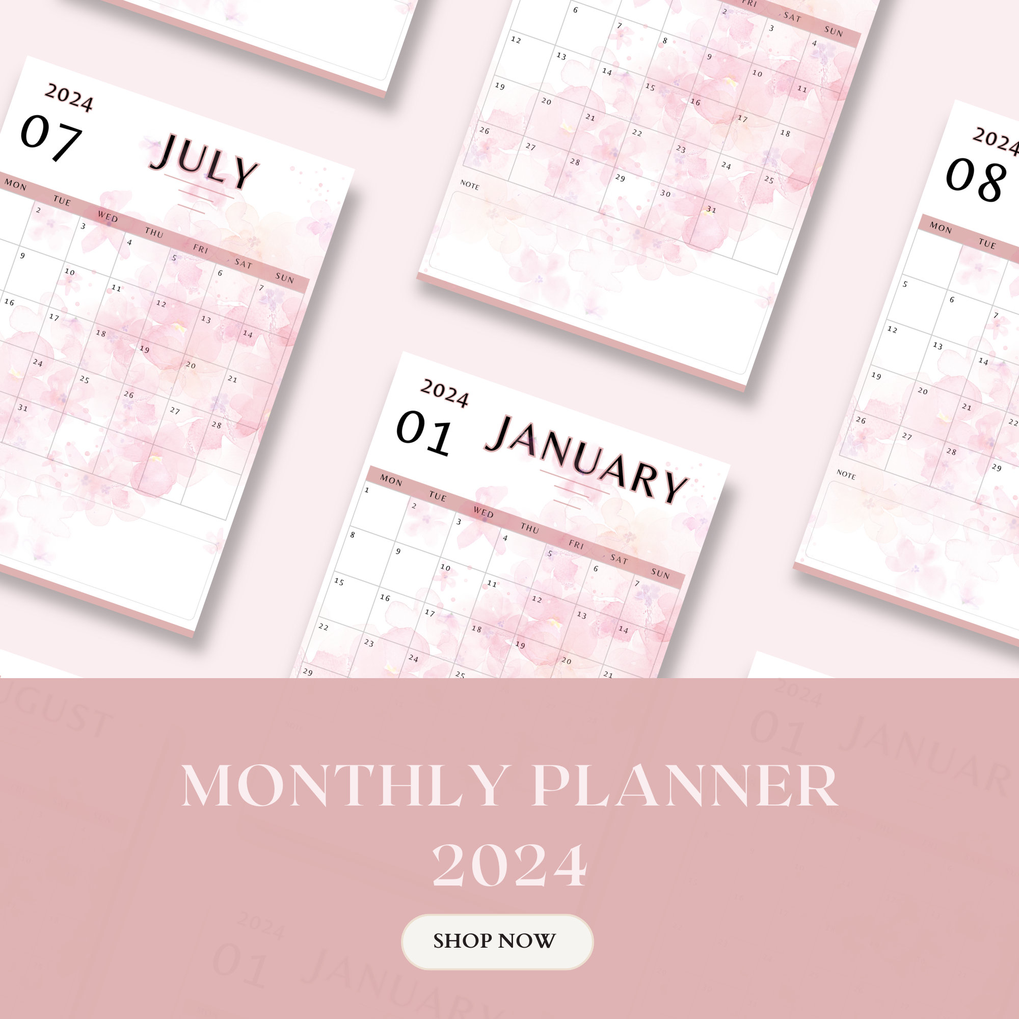 Monthly Planner 2024 Printable Monthly Planner 2024 Weekly Planner 2024 ...