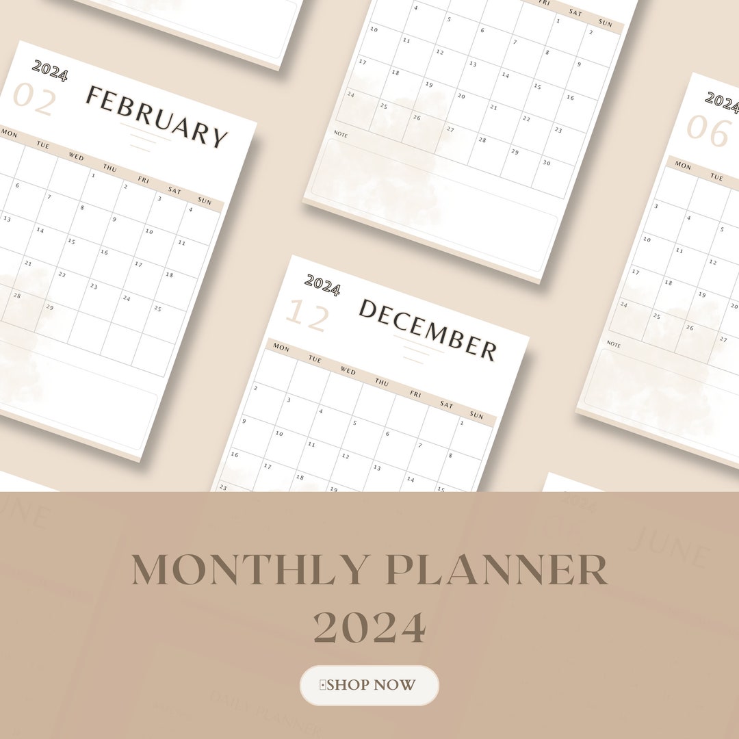 Month Planner 2024 Printable Monthly Planner 2024 Weekly Planner 2024 ...