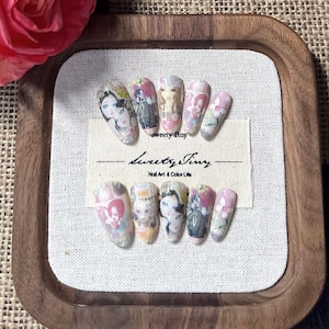 Y2k Dreamcore Nails – Y2k Inspired Press-on Set, Vintage Illustrations ...