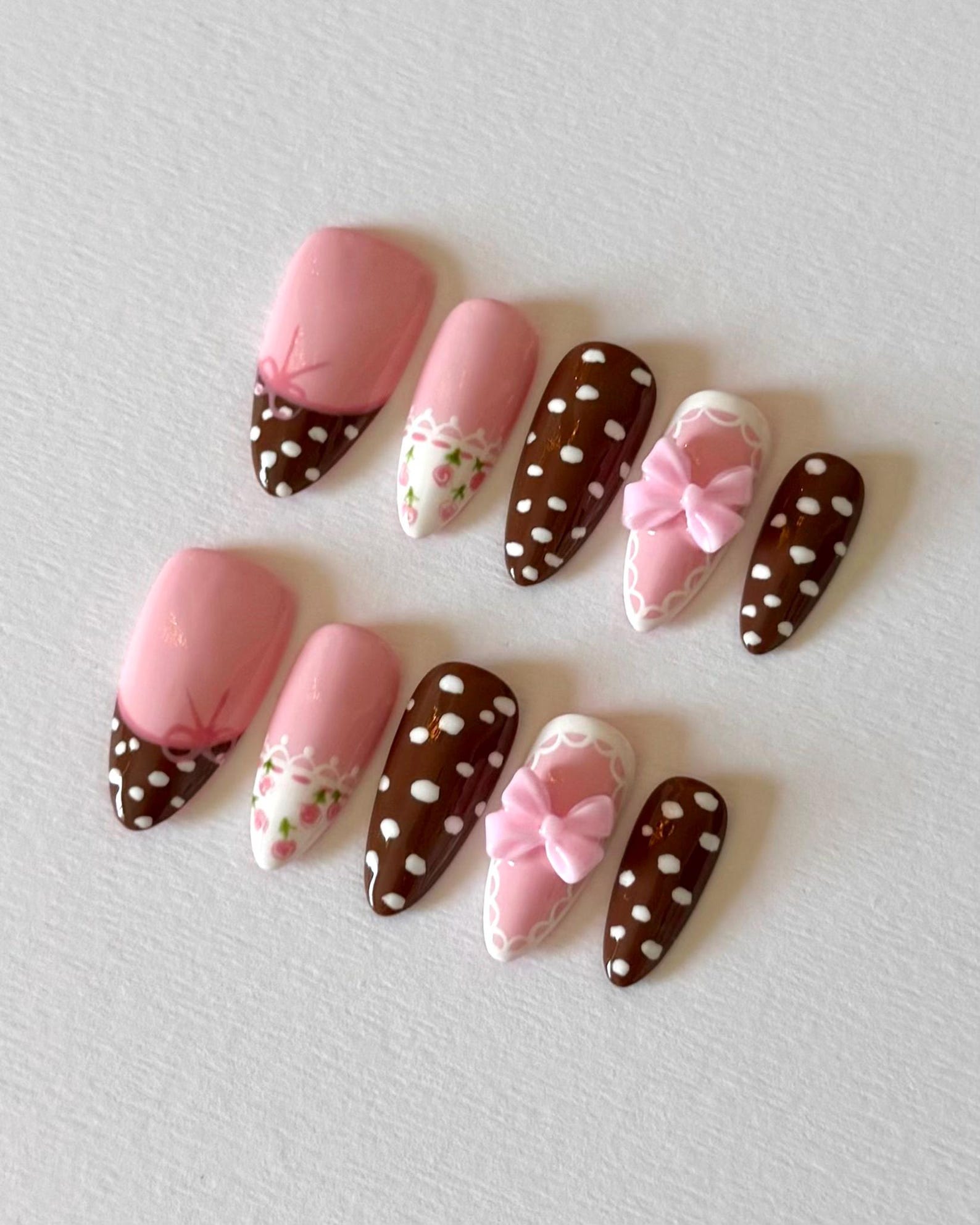 Baby Deer Press-on Nails – Coquette Fawn Nail, Hand Painted Press-on ...