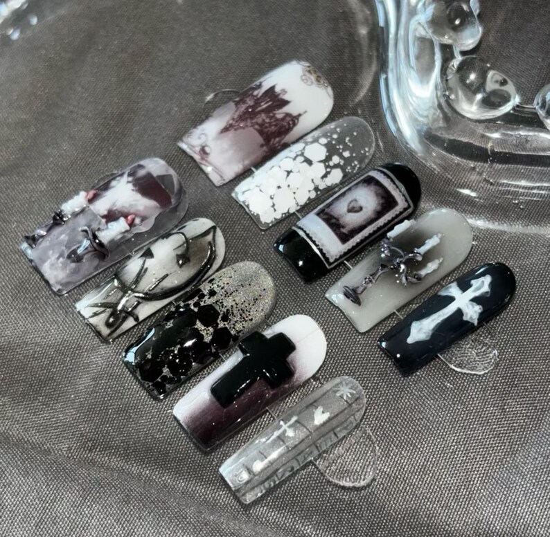 Cathedral Shadows Press-on Nails – Unique Handcrafted Gothic Nails ...