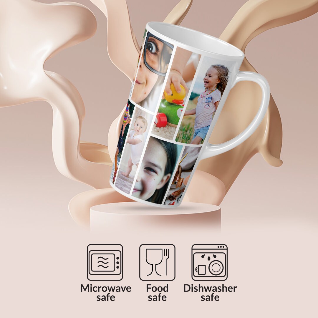 Personalized Latte Mug Custom Mug 17oz Coffee Mug Photo Collage Custom ...