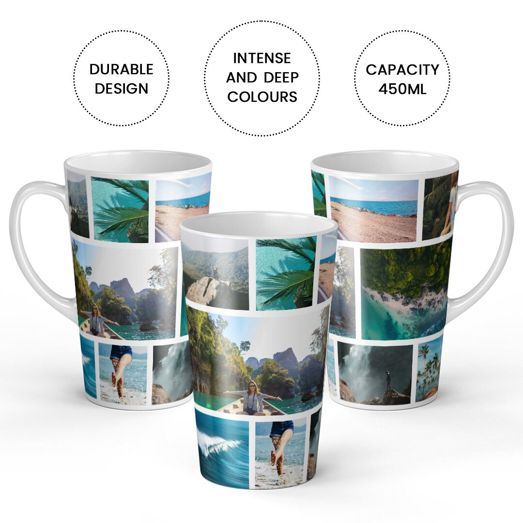 Personalized Latte Mug Custom Mug 17oz Coffee Mug Photo Collage Custom ...