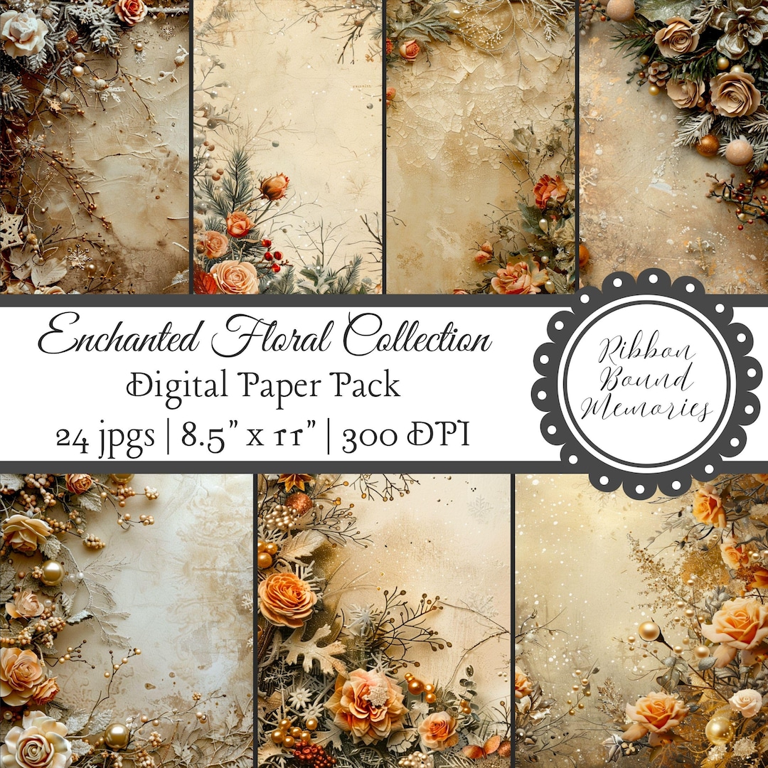 Floral Scrapbook Paper: Vintage Brown Flower Pages (digital Download ...