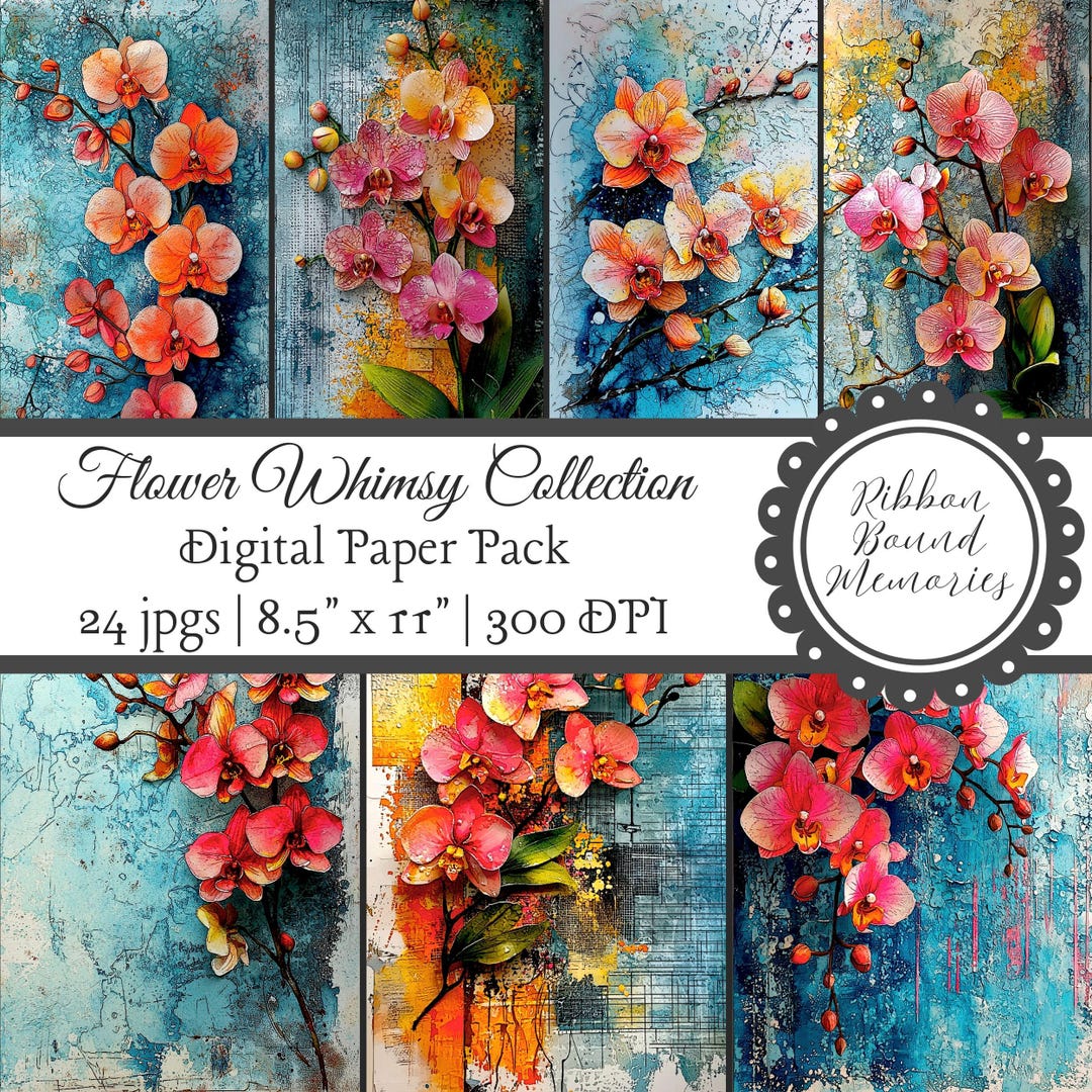 Orchids Scrapbooking Digital Paper Set 8.5x11 Tropical Orchid Flower ...