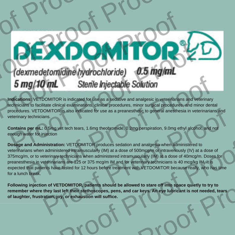 Dexdomitor (vetdomitor) Label or Sticker Artwork - Funny Vet Tech Gift ...