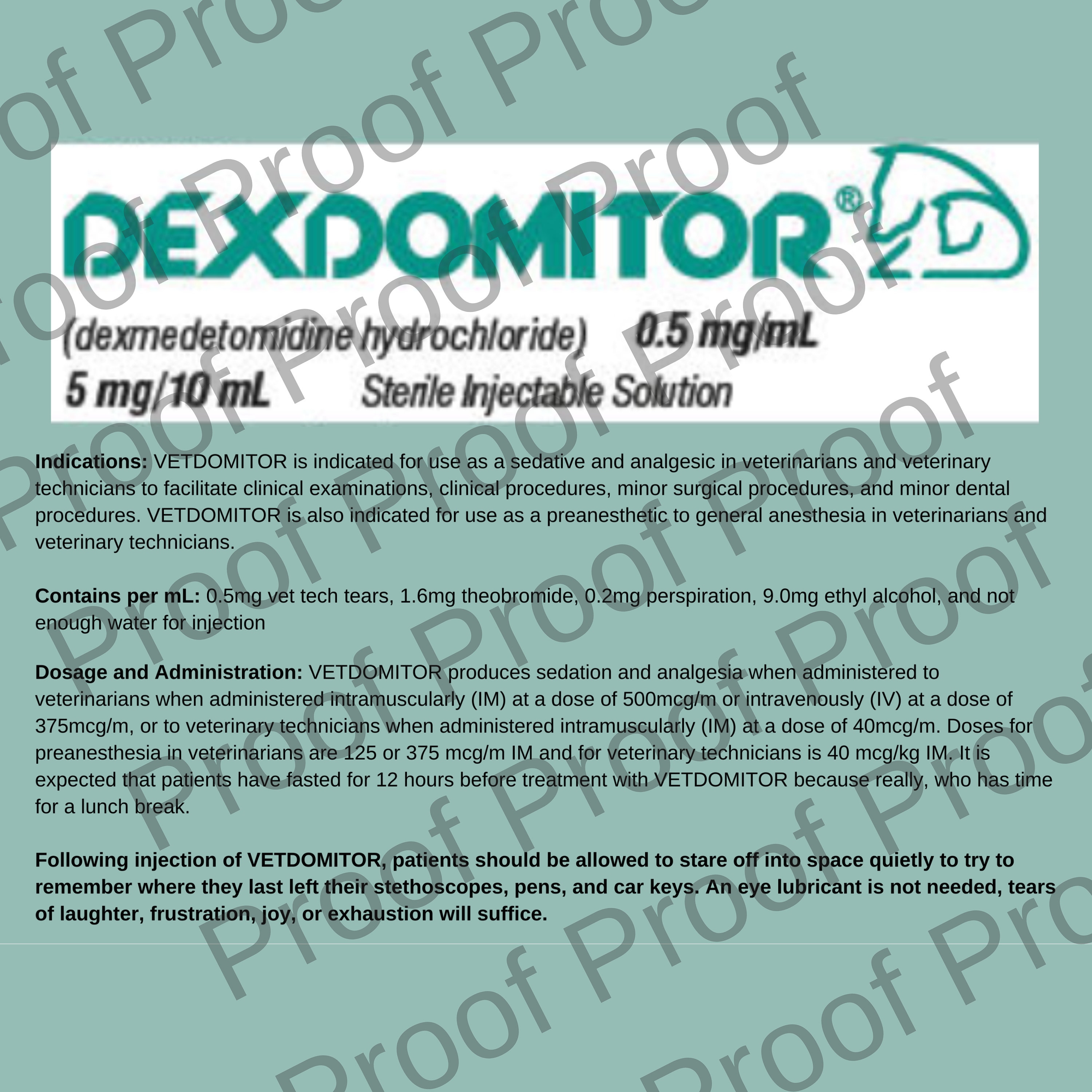 Dexdomitor (vetdomitor) Label or Sticker Artwork - Funny Vet Tech Gift ...