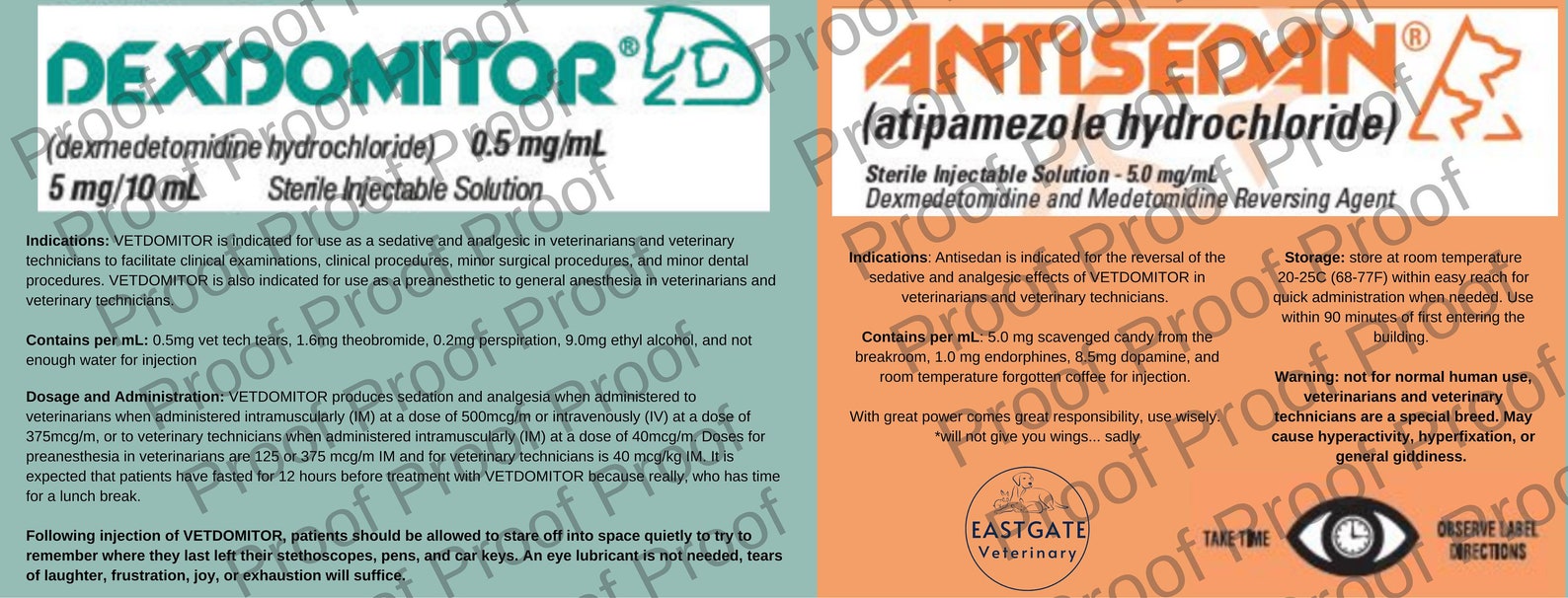 Dexdomitor / Antisedan Label or Sticker Artwork - Funny Vet Tech Gift ...