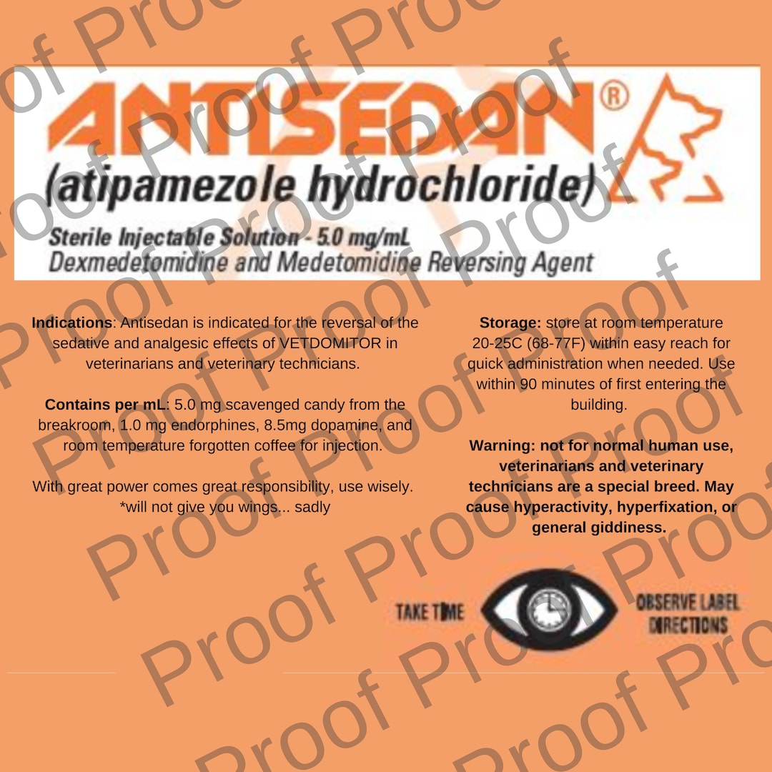 Antisedan (vetsedan) Label or Sticker Artwork - Funny Vet Tech Gift - Etsy