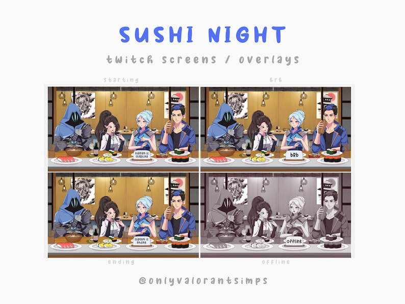 Valorant Sushi Night Twitch Screen, Valorant Twitch Omen Sage Jett Yoru ...