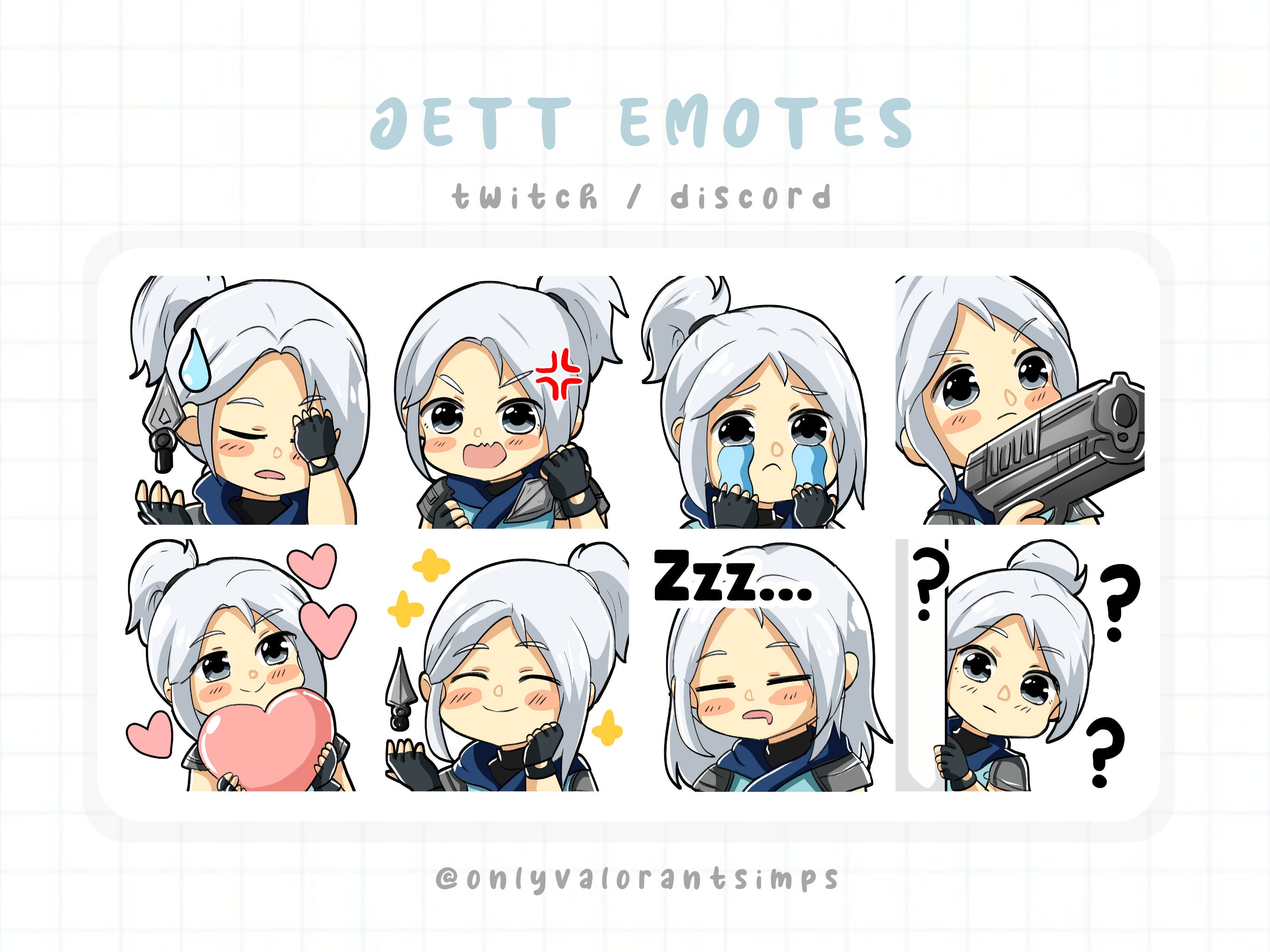 Jett Valorant, Jett Valorant Twitch Emote, Jett Valorant Discord Pack ...