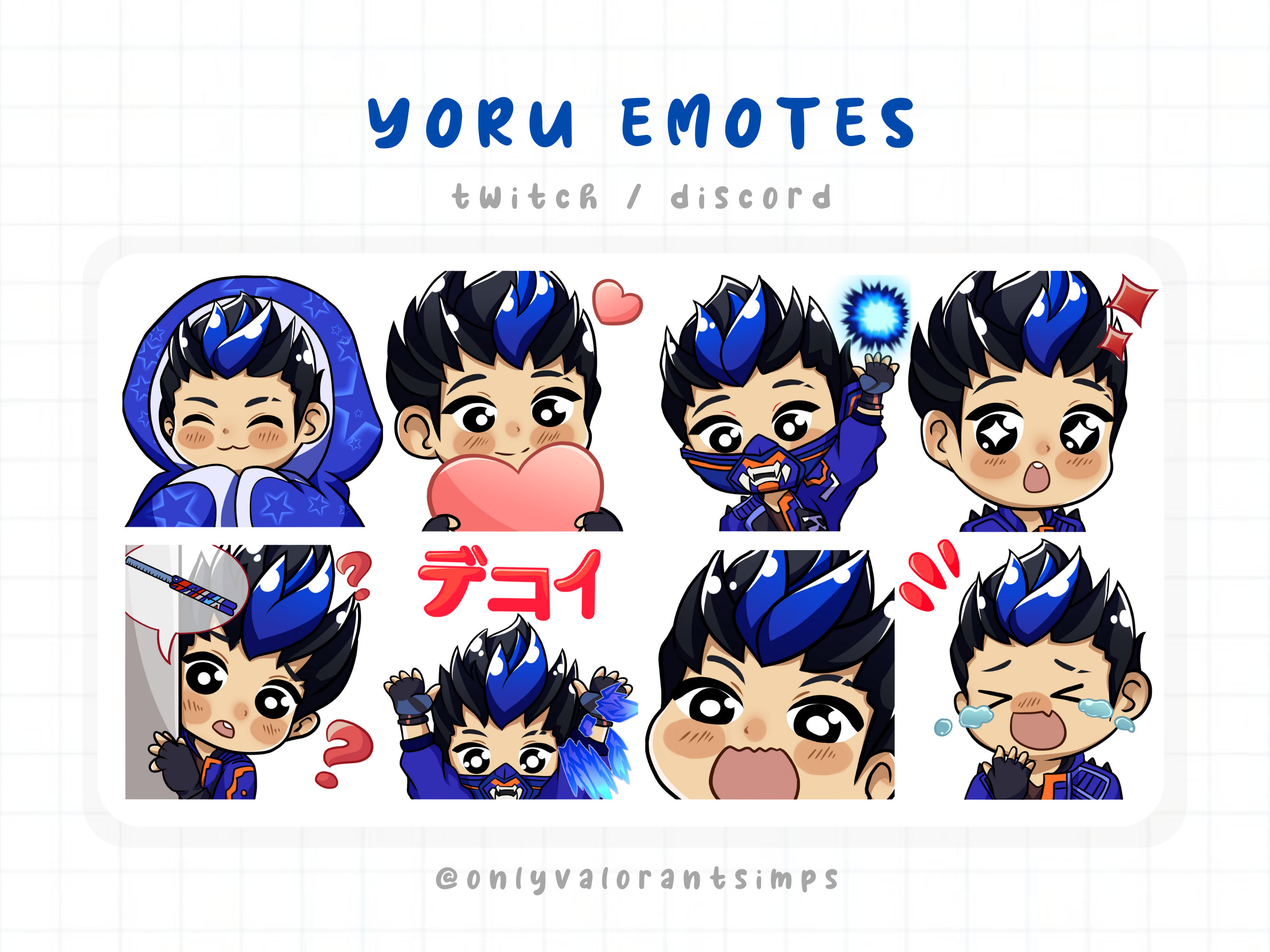 Yoru Valorant Twitch Emotes Pack Yoru Valorant Twitch Emotes España ...