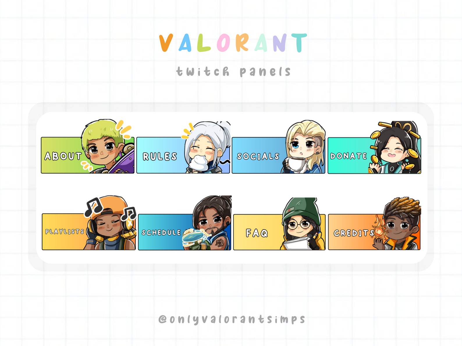 Twitch Valorant Chibi Stream Panels, Valorant Twitch Panels, Valorant ...