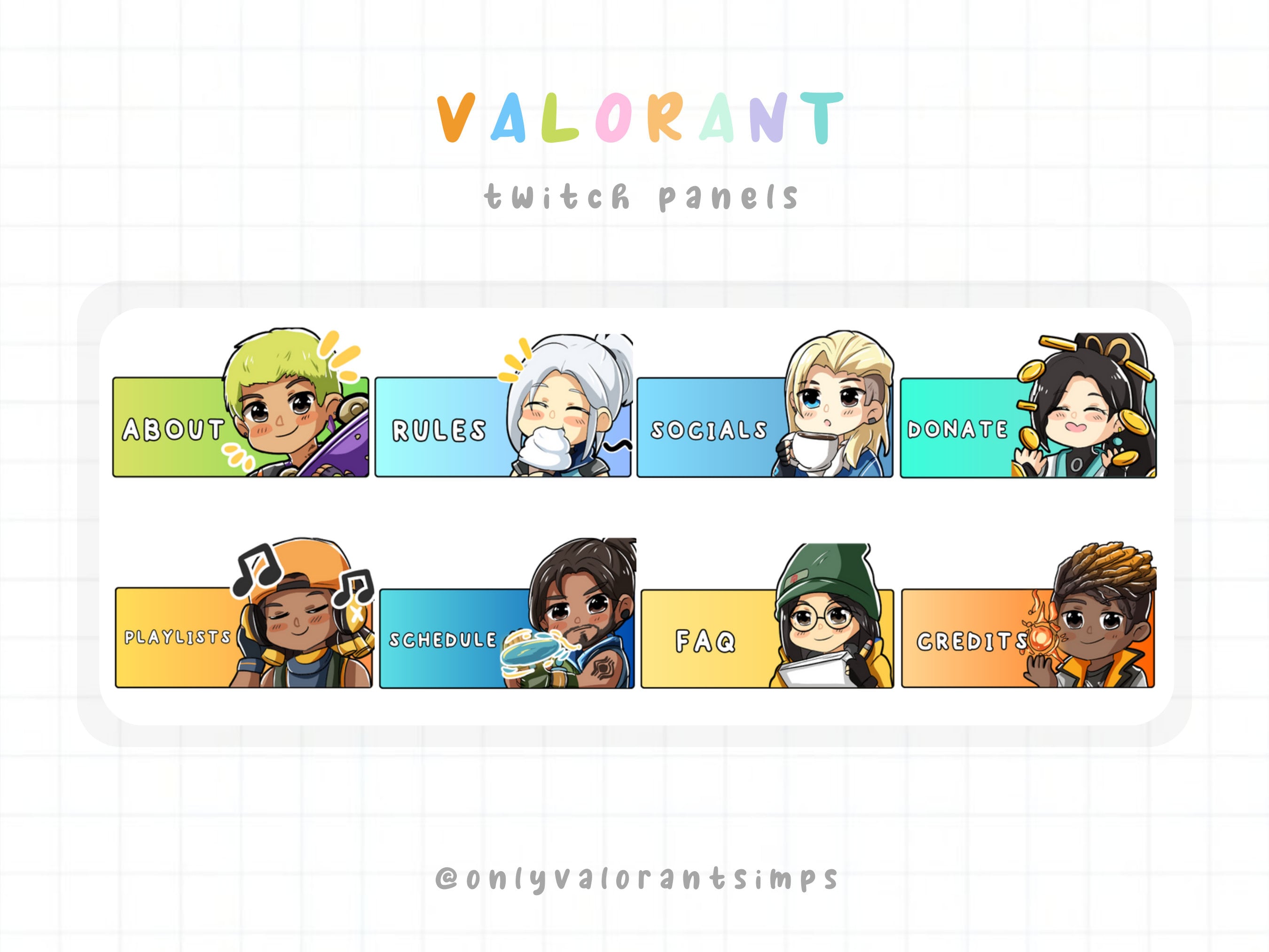 Twitch Valorant Chibi Stream Panels, Valorant Twitch Panels, Valorant ...