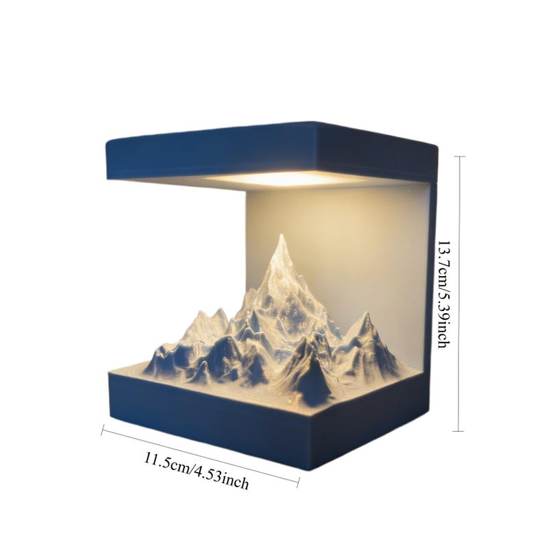 3D Printed Mountain Lamp, Mini Landscape Light, Ambient Desk Decor ...