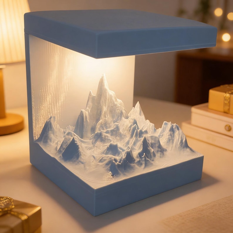 3D Printed Mountain Lamp, Mini Landscape Light, Ambient Desk Decor ...