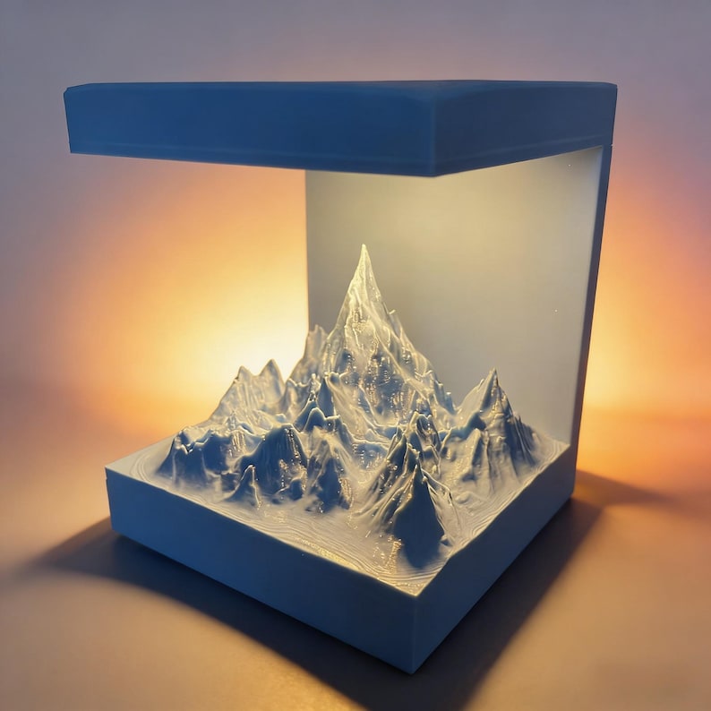 3D Printed Mountain Lamp, Mini Landscape Light, Ambient Desk Decor ...