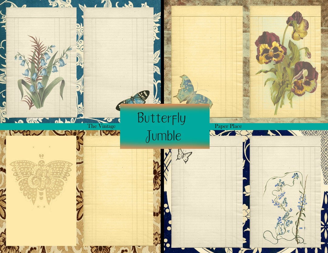 Butterfly Jumble Digital Paper Collection for Journal Making - Etsy