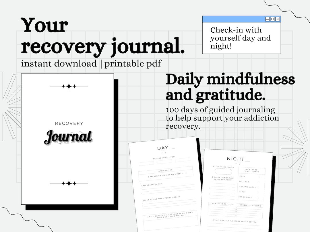 ADDICTION Recovery Journal | Digital Download | SOBRIETY, Worksheet ...