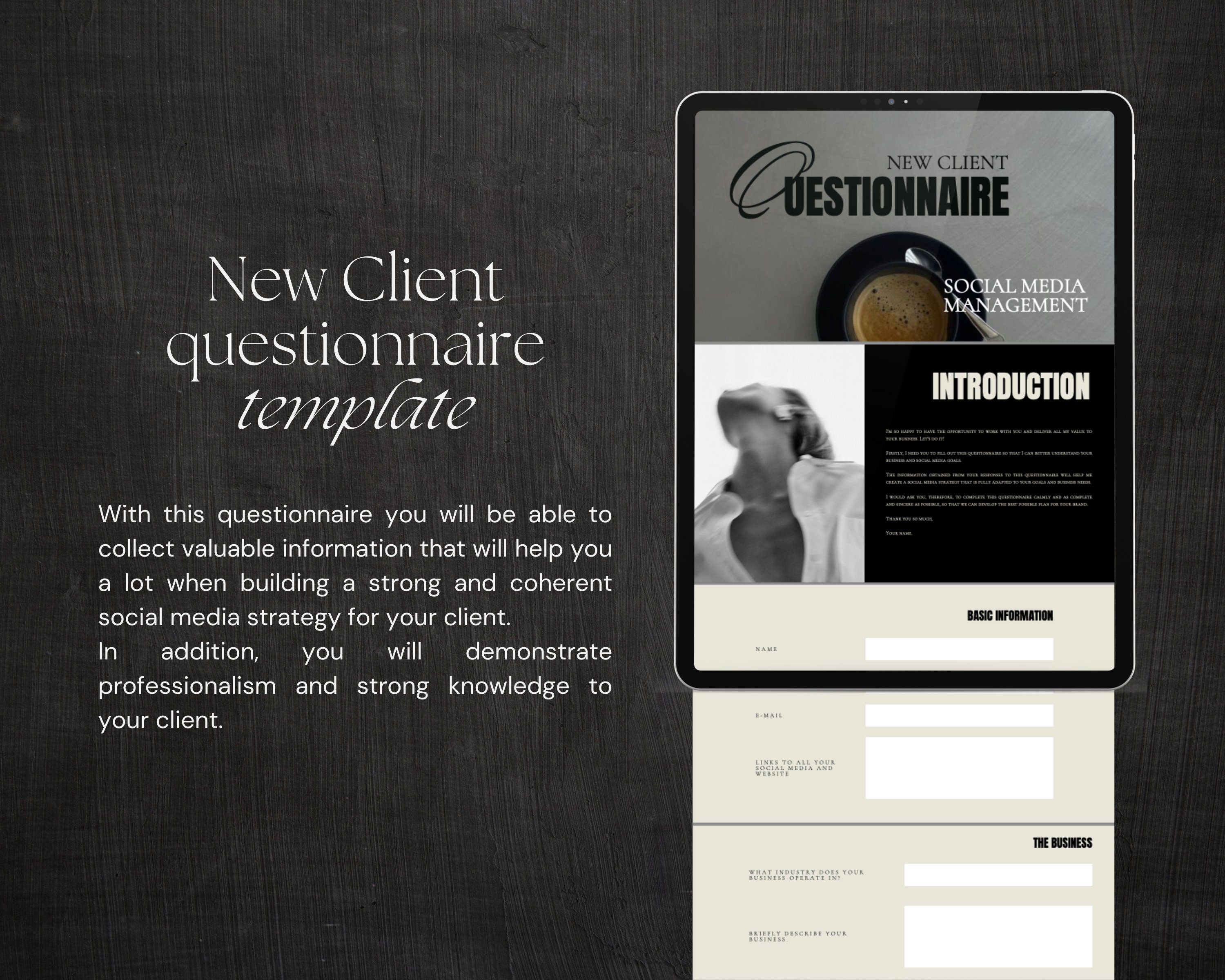 New Client Questionnaire Template, Aesthetic Social Media Questionnaire ...