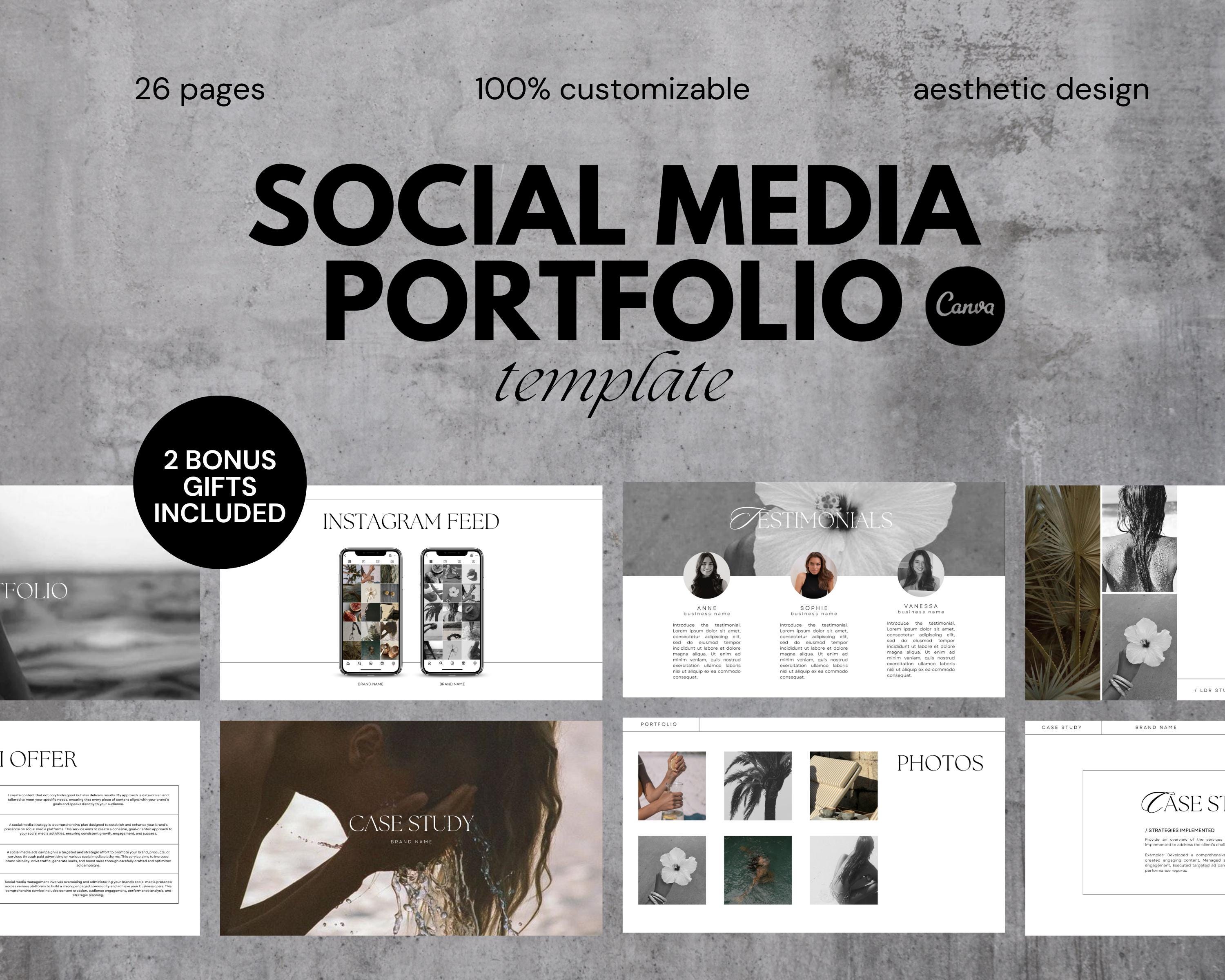 Social Media Portfolio Template, Minimalist Portfolio for Social Media ...