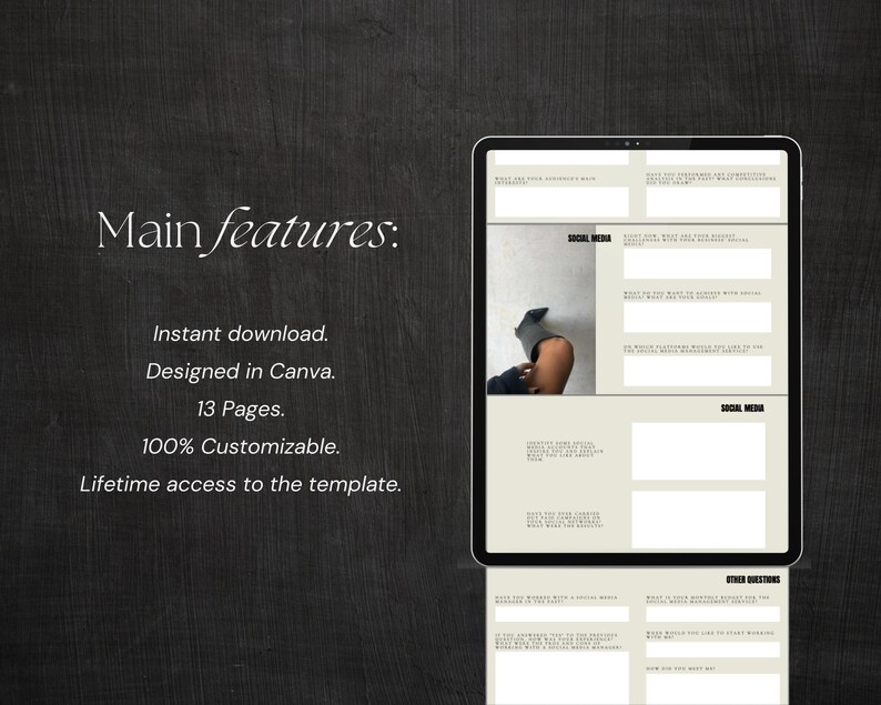 New Client Questionnaire Template, Aesthetic Social Media Questionnaire ...