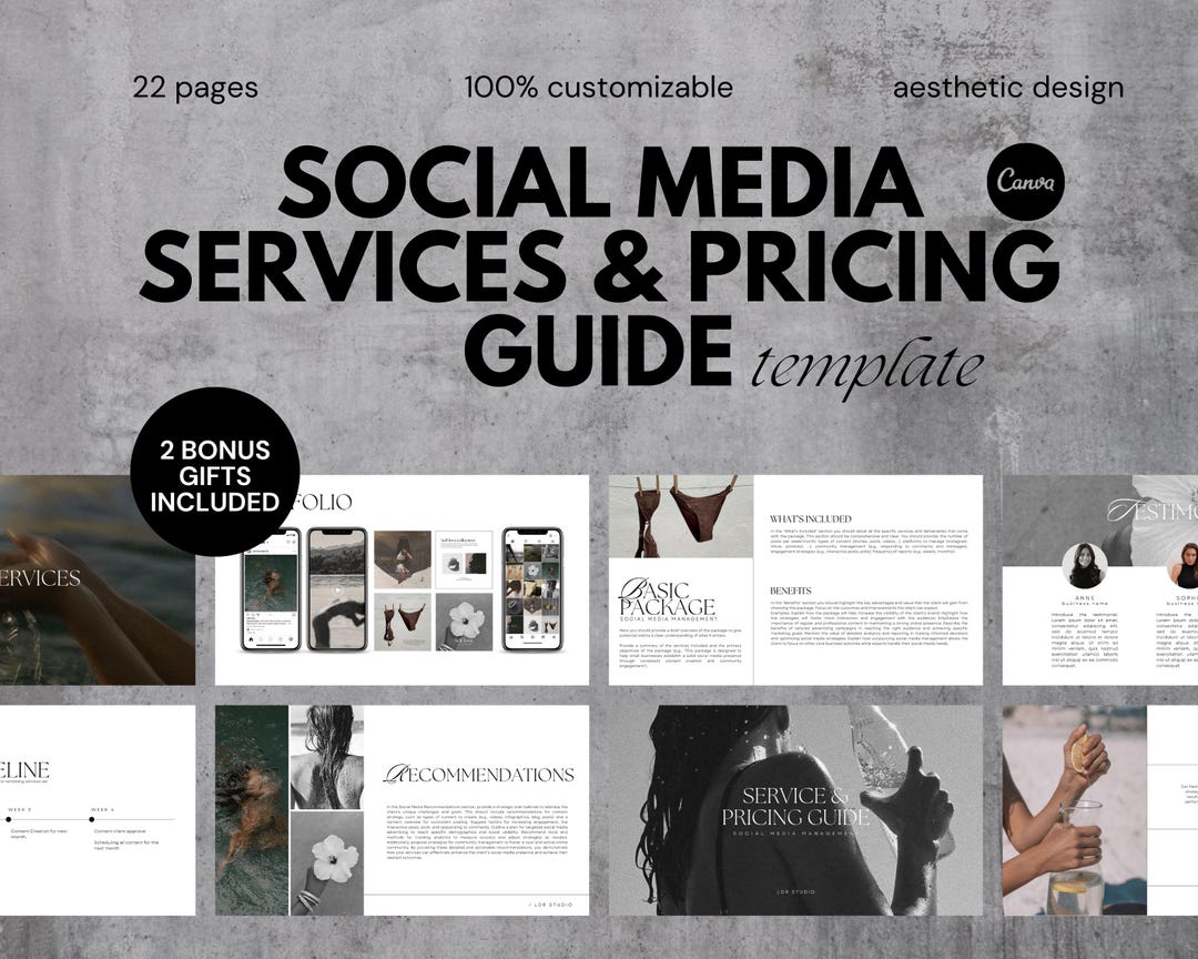 Social Media Services & Pricing Guide Template: Customizable Canva ...