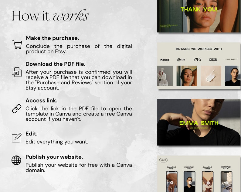 UGC Portfolio Website, UGC Portfolio Template, Influencer Portfolio, Blogger Website, Canva ...