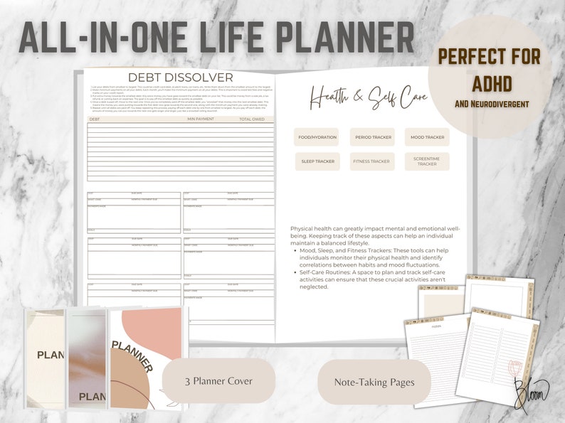 ADHD Digital Planner Life Planner Pomodoro Habit Tracker Budget Planner ...