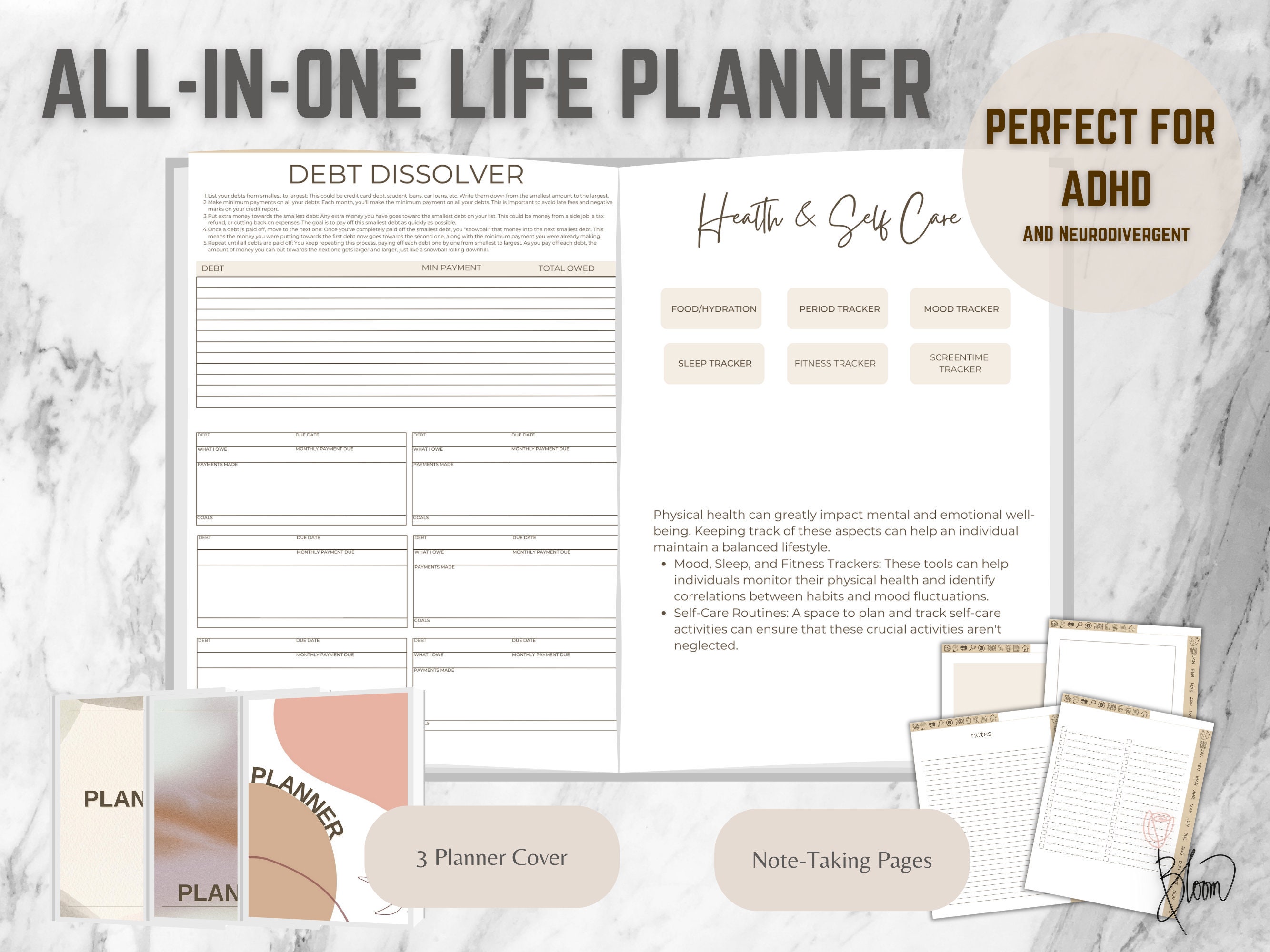 ADHD Digital Planner Life Planner Pomodoro Habit Tracker Budget Planner ...