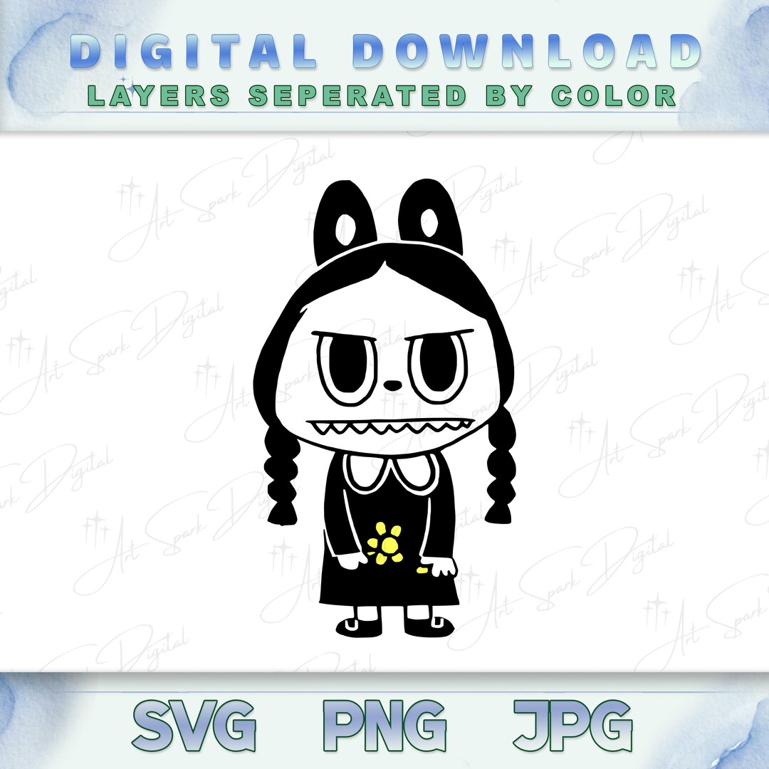 LABUBU Wednesday Svg Digital Download Goth Emo Doll Template Shirt ...