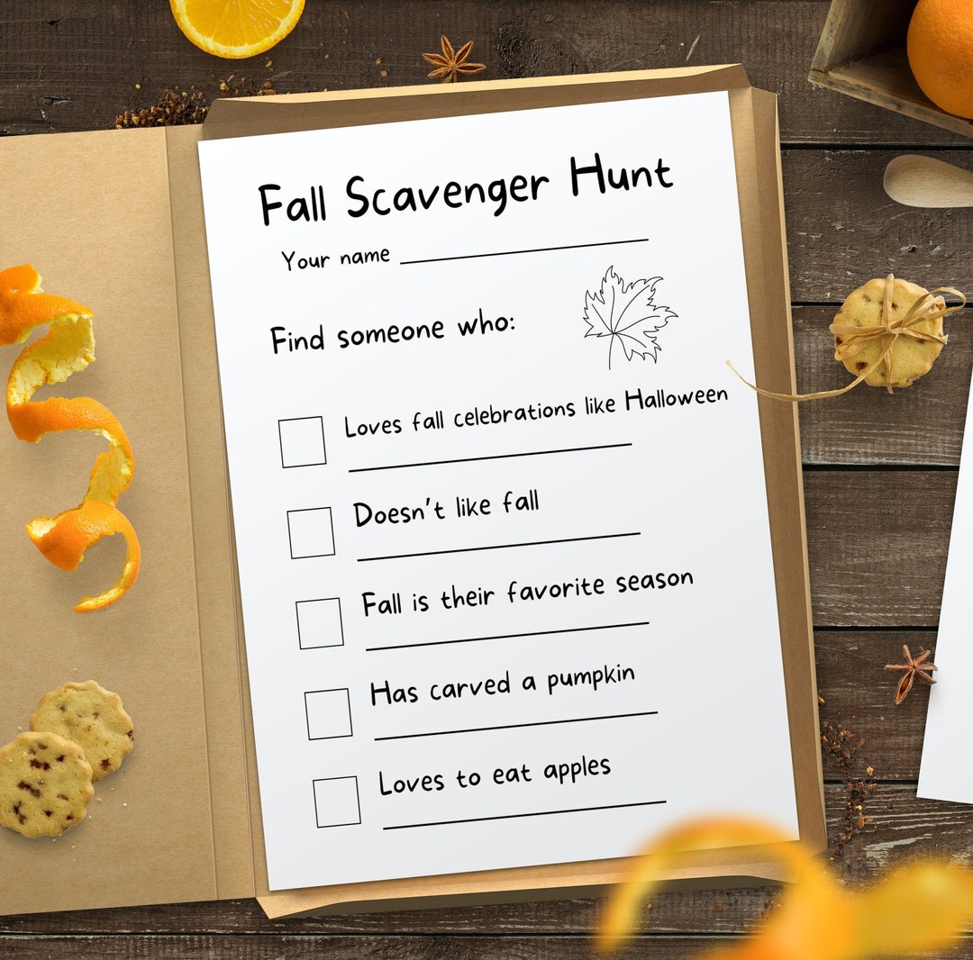 Fall Scavenger Hunt, Autumn Scavenger Hunt, Fall Game for Kids and ...