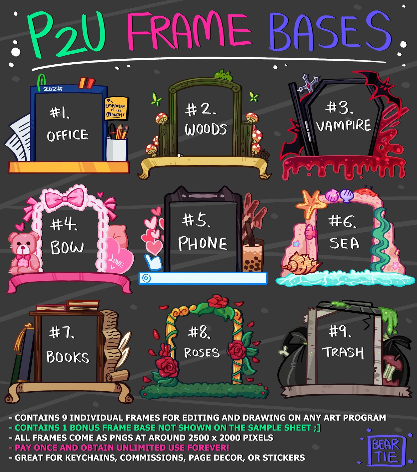 P2U Keychain or Sticker Frames Base - Etsy