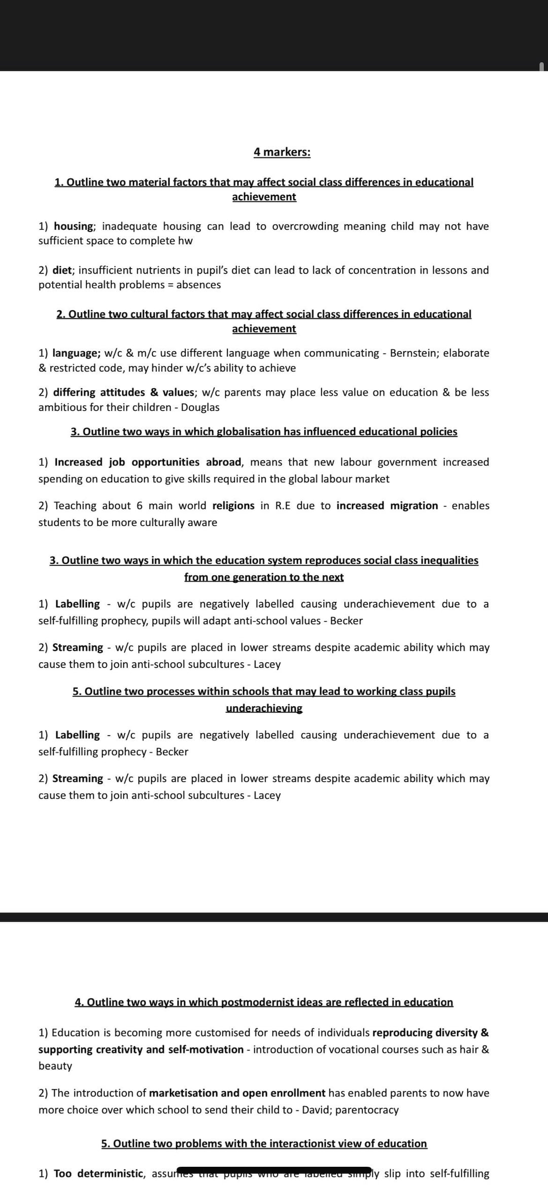 A Level AQA Sociology Paper 1 - Practice Questions (4,6 & 10 Markers ...