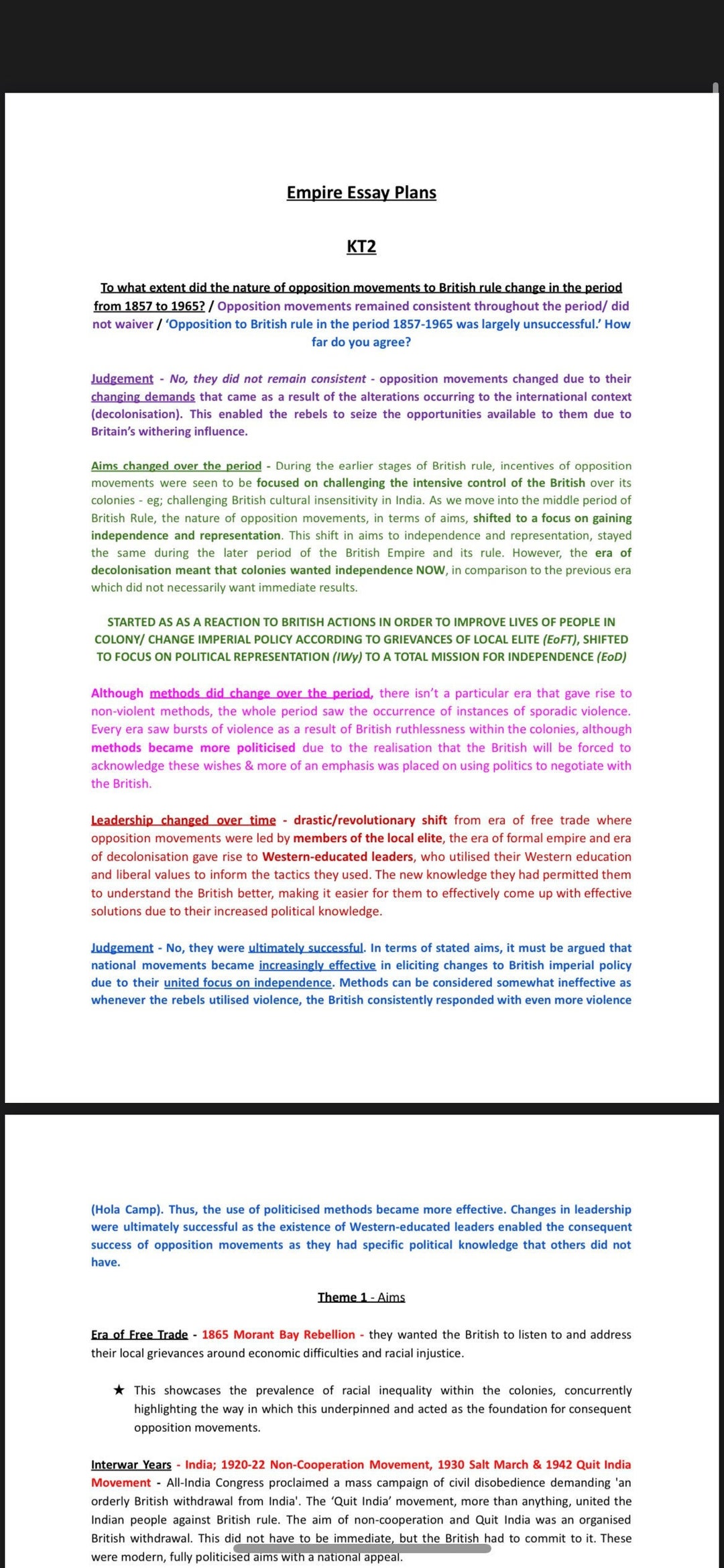 A Level OCR History - British Empire 25marker Essay Plans - Etsy