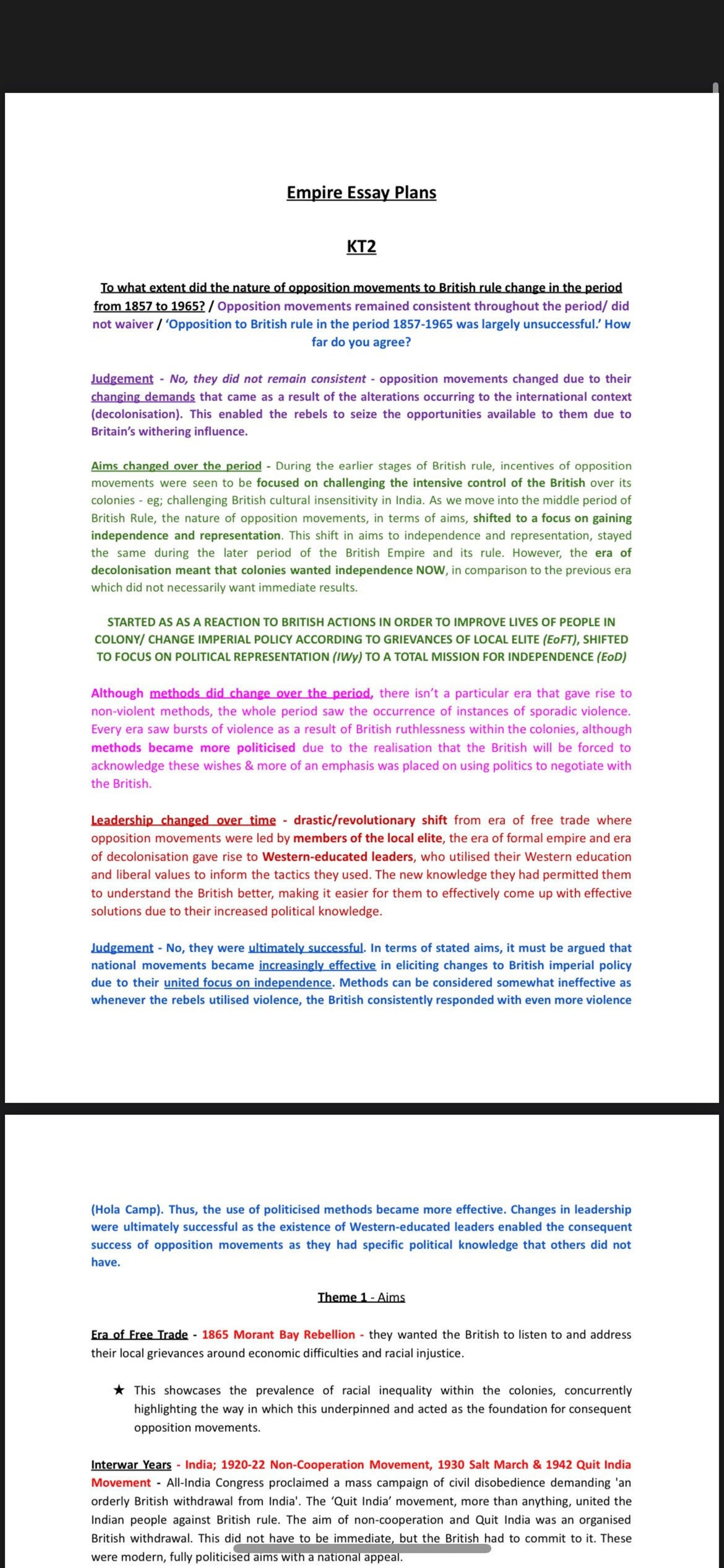 A Level OCR History - British Empire 25marker Essay Plans - Etsy