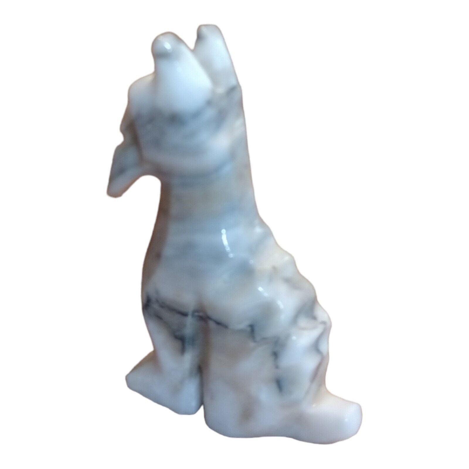 Vintage Carved Marble Dog Figurine Grey & White Tones Sculpture ...