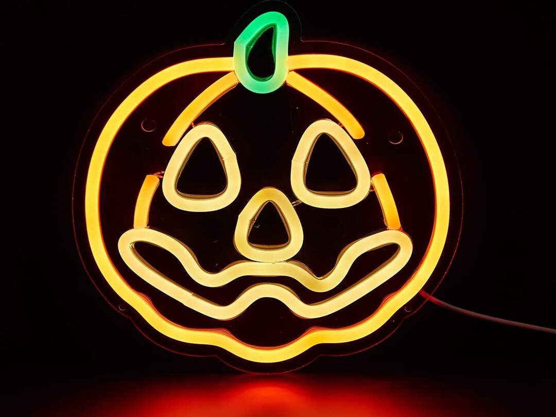 Halloween Lighted Pumpkin Window Light Decorneon Pumpkin - Etsy