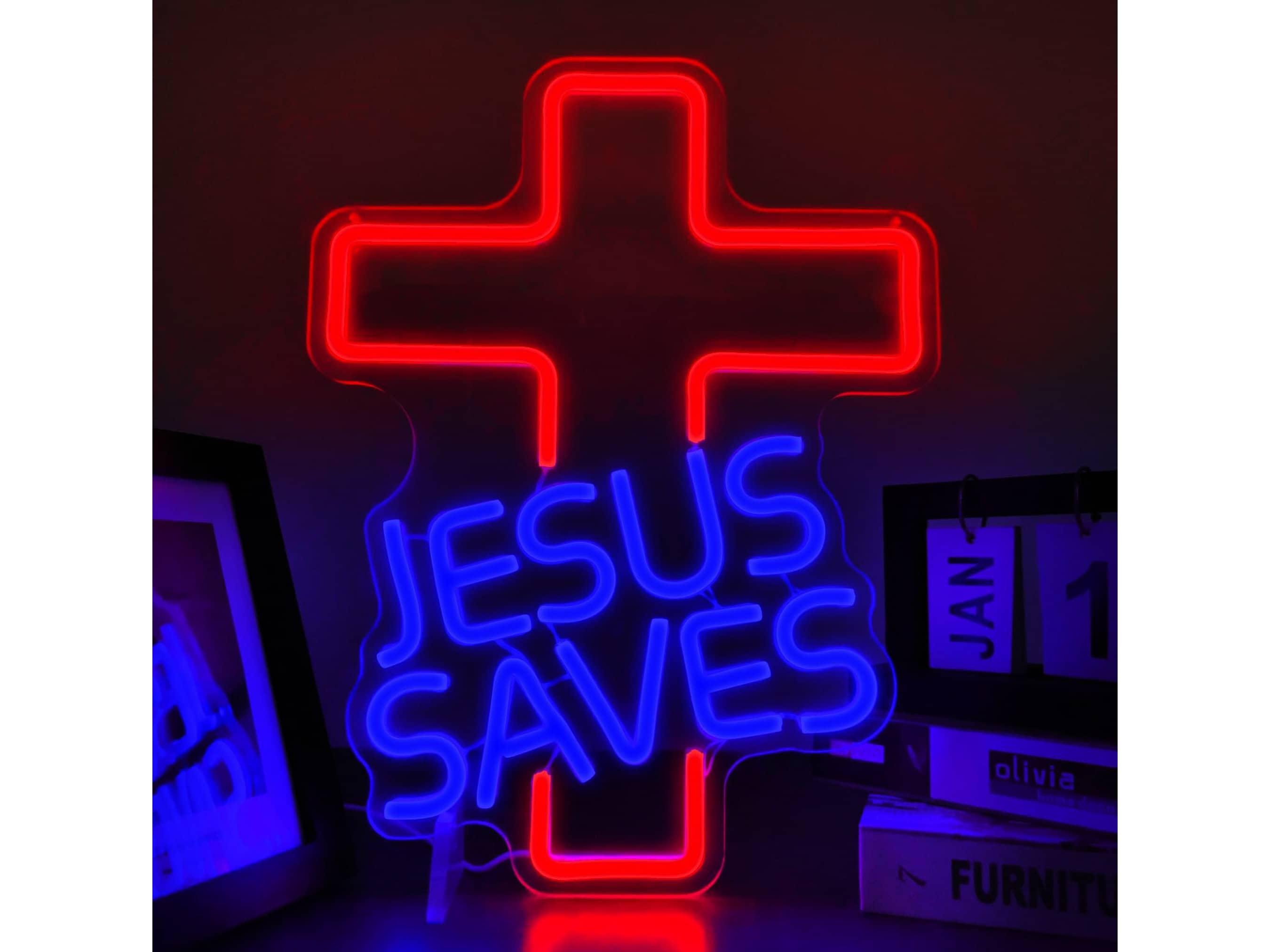Cross Neon Signs Jesus Saves Neon Sign Jesus Neon Signs for - Etsy