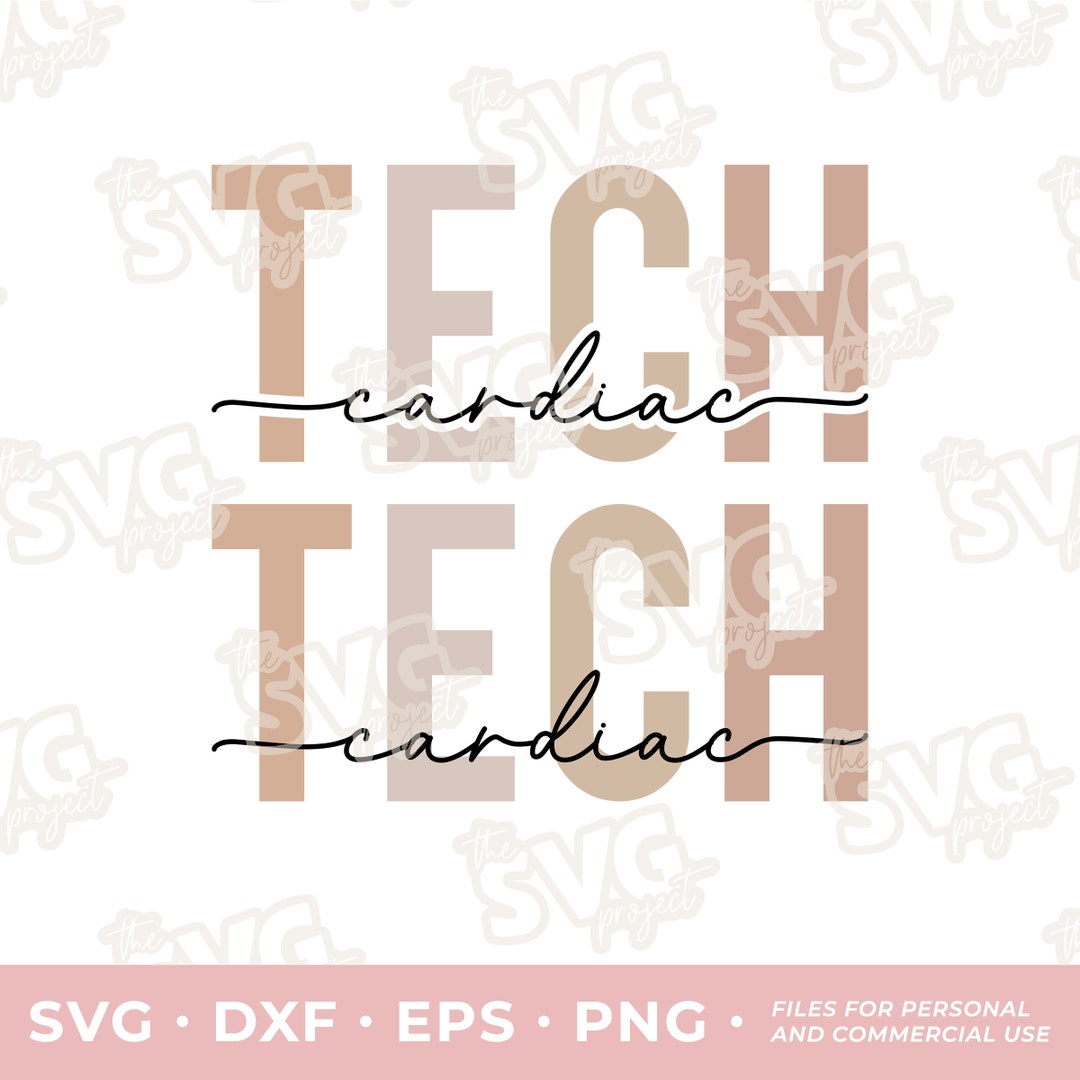 Cardiac Tech SVG Sublimation, DTG Printing Clipart File Cardiology Tech ...