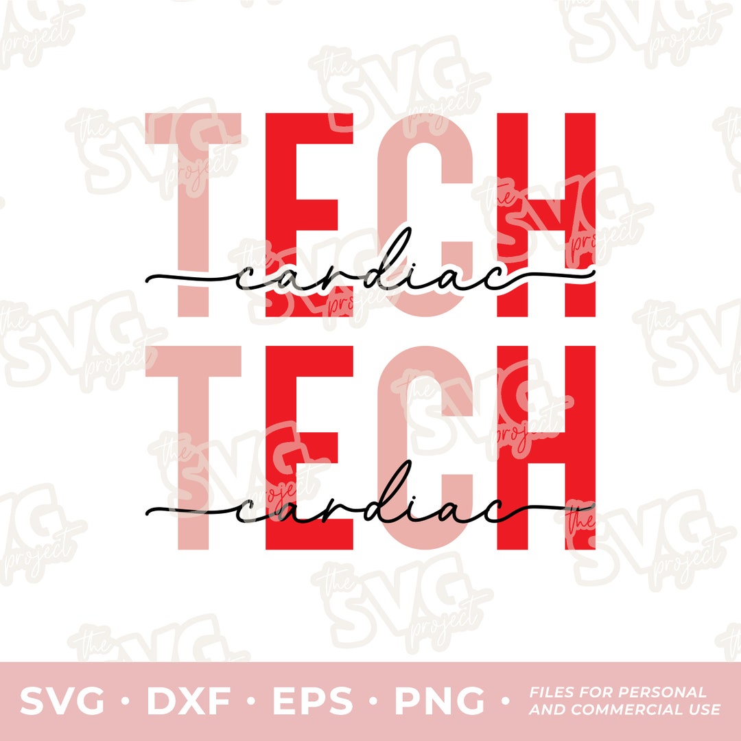 Cardiac Tech SVG Sublimation, DTG Printing Clipart File Cardiology Tech ...