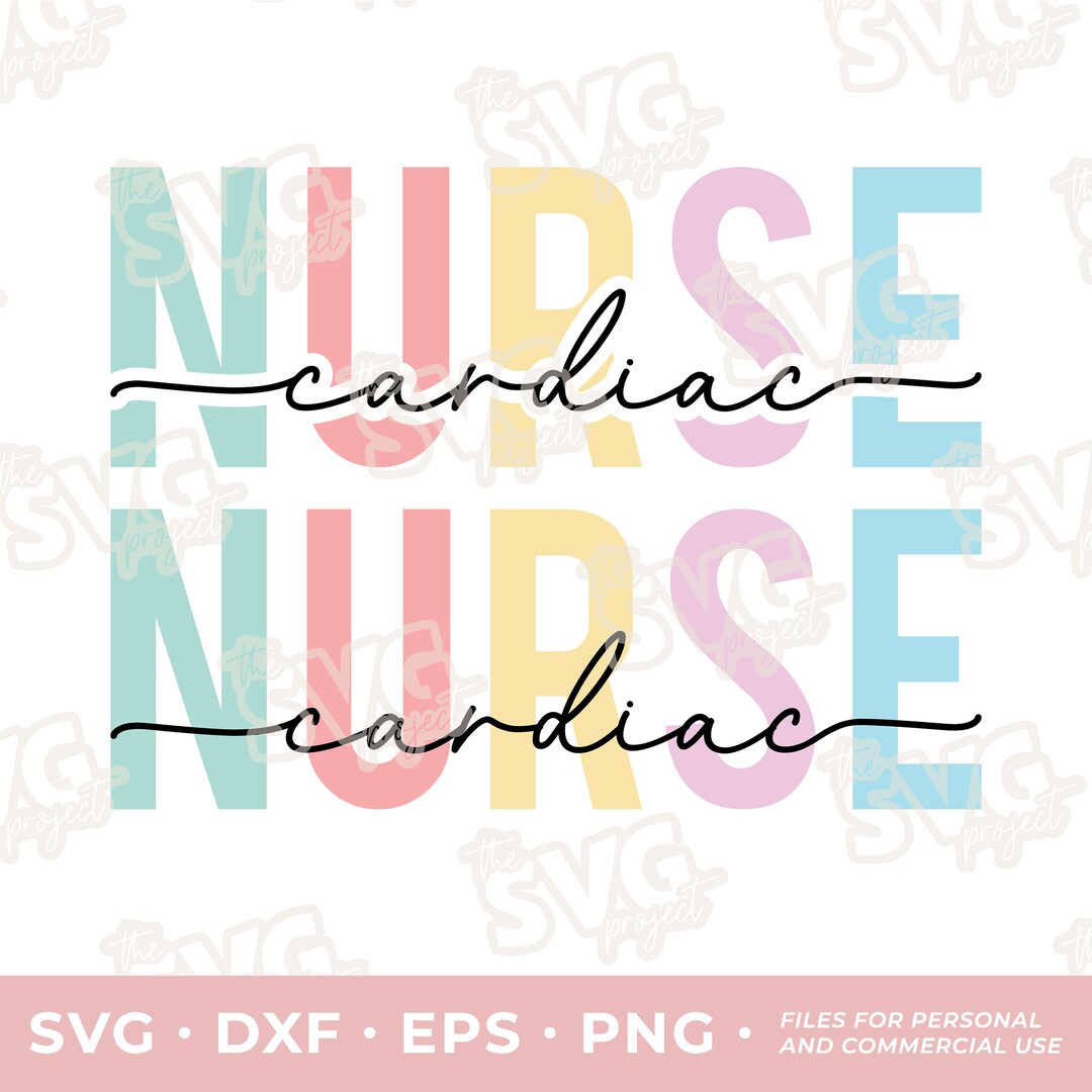 Cardiac Nurse SVG Sublimation, DTG Printing Clipart File Cardiology ...