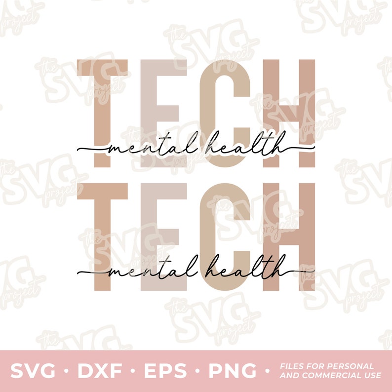Mental Health Tech SVG Sublimation, DTG Printing Clipart File ...