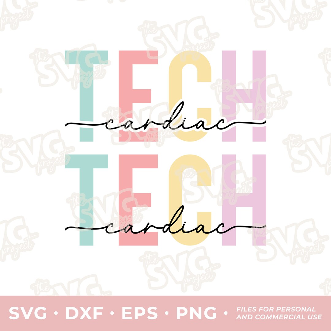 Cardiac Tech SVG Sublimation, DTG Printing Clipart File Cardiology Tech ...